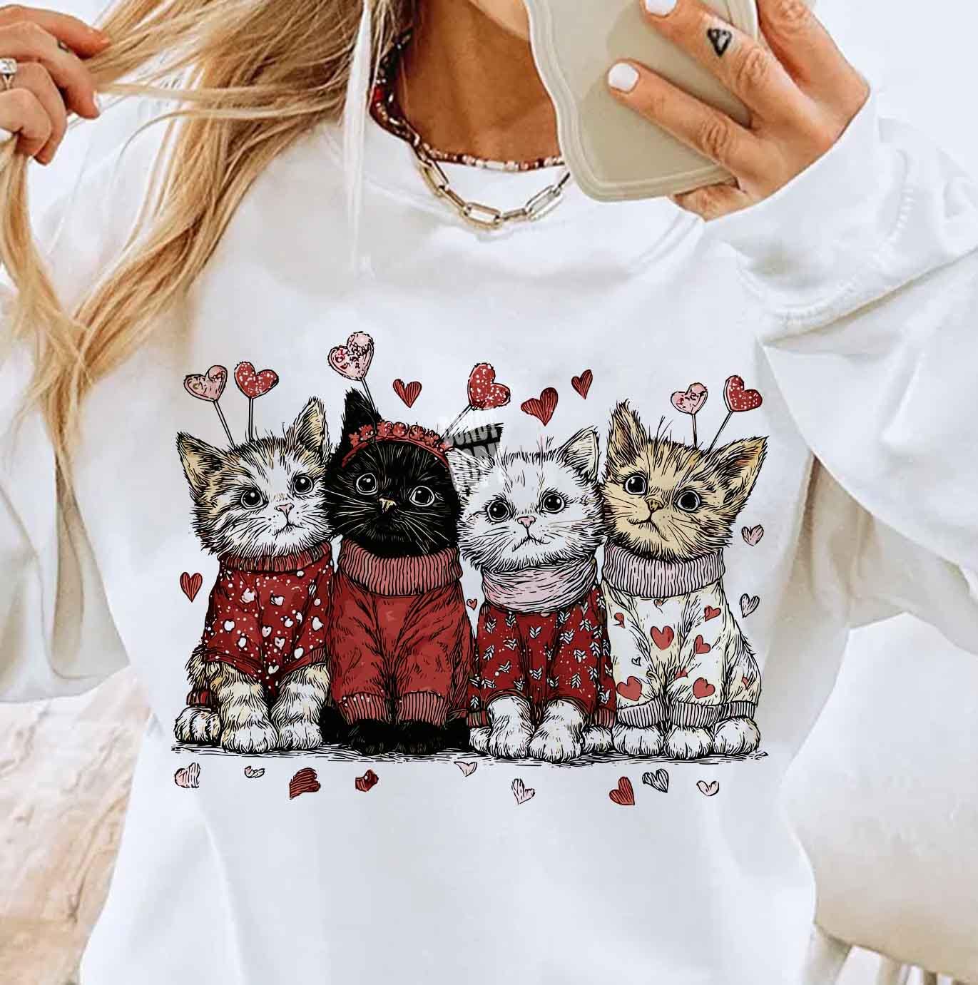 Preppy Valentine Cats Png, Valentine Png, Funny Valentine Png, Black ...
