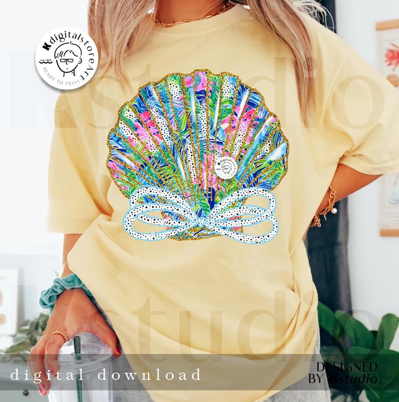 Preppy Floral Seashell PNG Bundle, Coquette Summer (digital Download ...