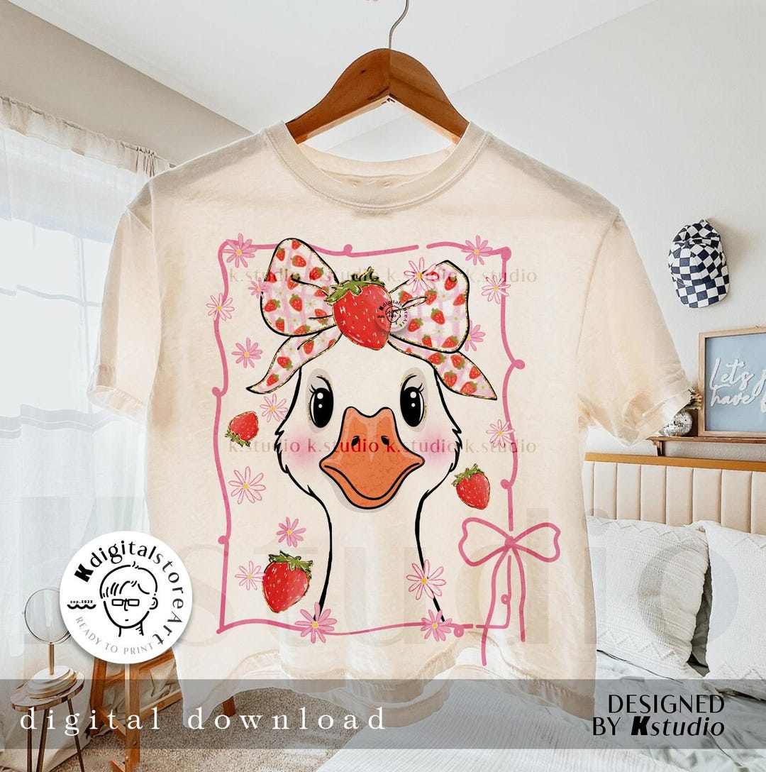 Cute Strawberry Goose Png, Summer Goose, Mama Goose Png, Coquette Goose ...