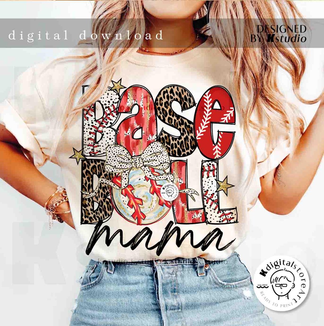 Leopard Baseball Mama PNG, Coquette Bow Baseball Sublimation, Sports ...