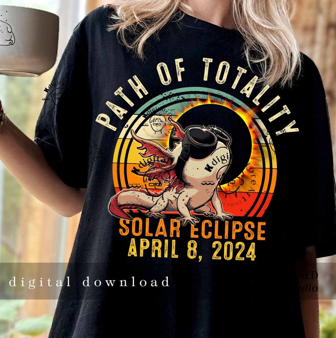 Retro Solar Eclipse 2024, Solar Eclipse Axolotl, Vintage Axolotl Shirt ...
