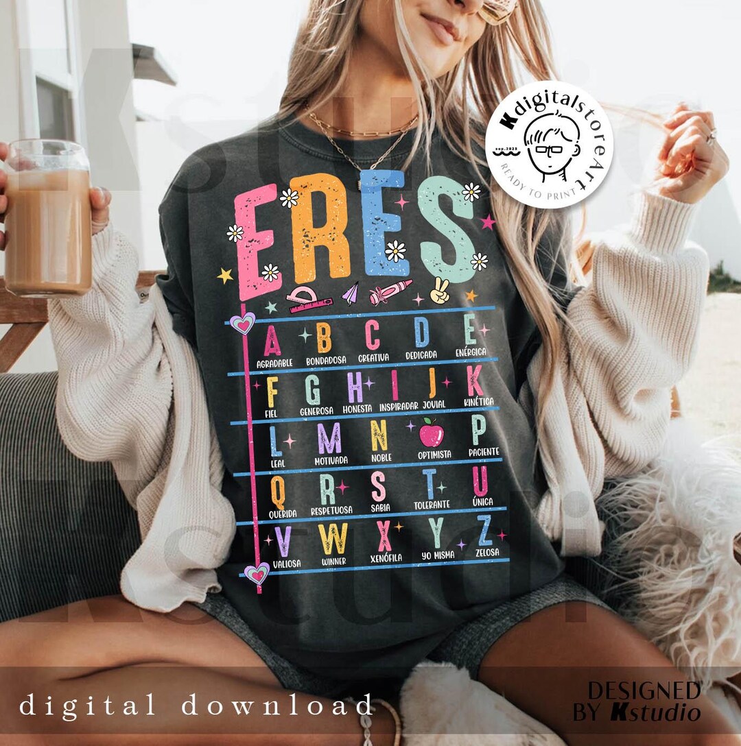 Spanish Alphabet ERES Png, Retro Teacher Png, Maestra Eres Tú Biblia ...