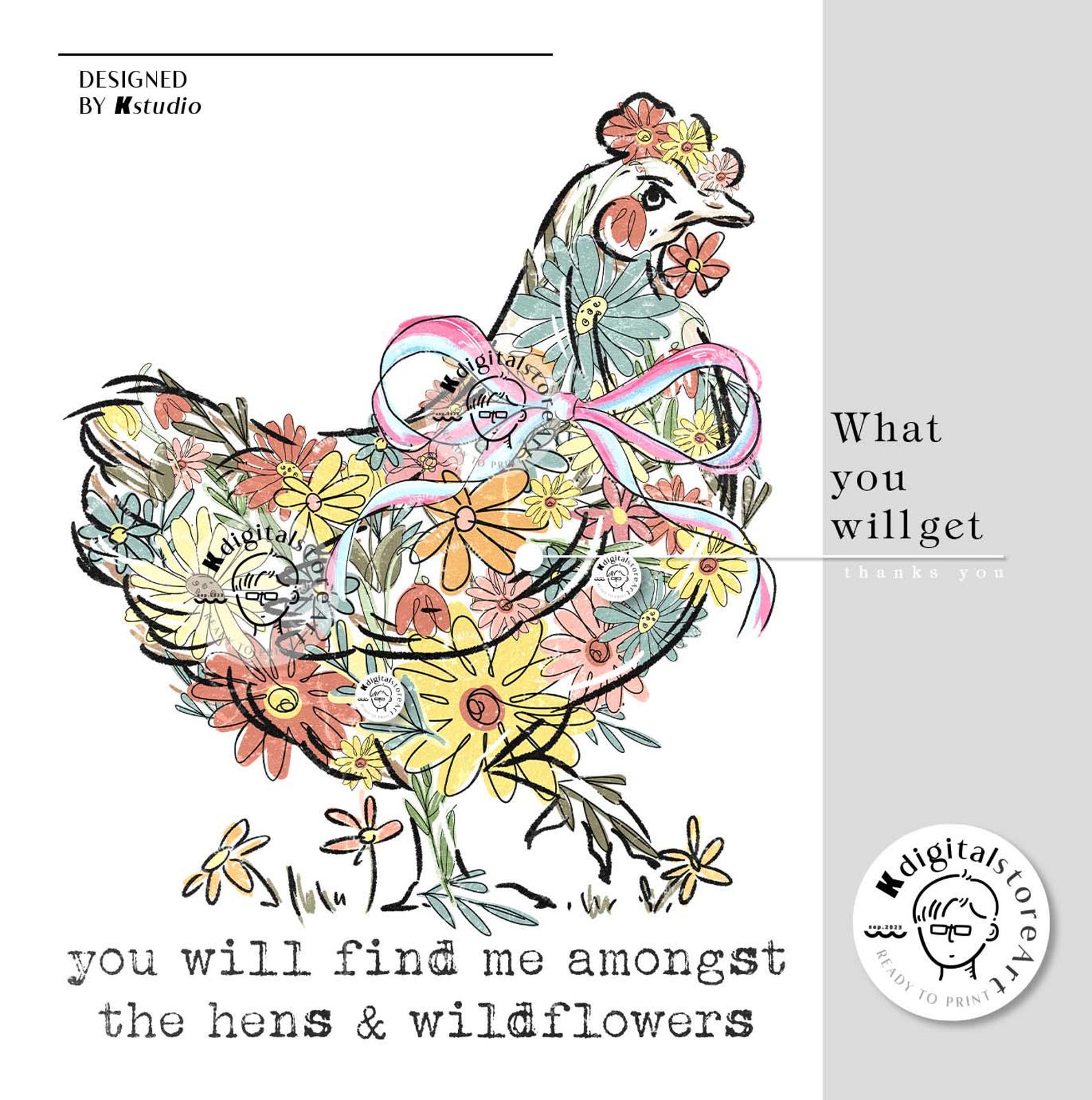 Coquette Wildflower Chicken Png, Wildflower Chicken Png, Chicken ...