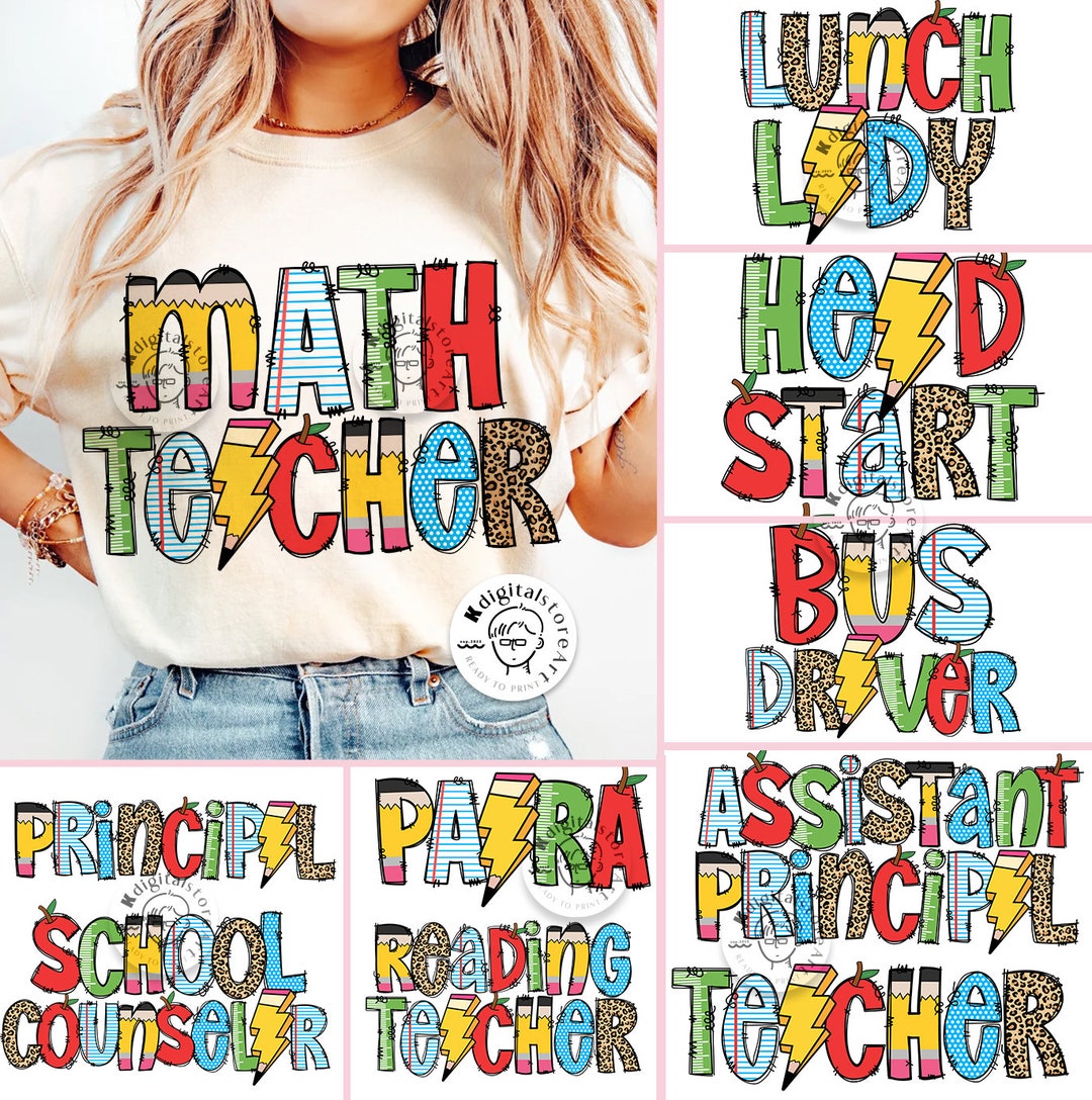 Teacher Bundle Png, Preppy School Design Png for Back to School, School ...
