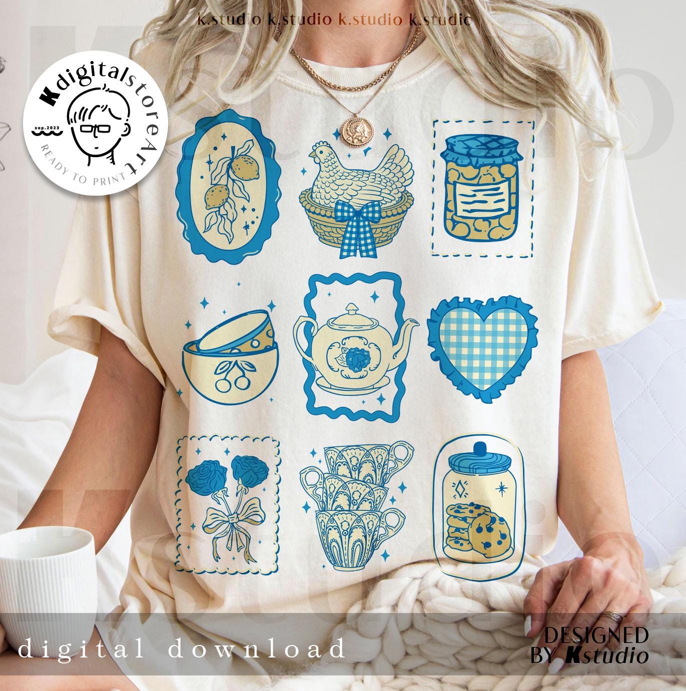 Grandma Core Kitchen Png, Hen in Nest Png, Retro Thrifted Png ...