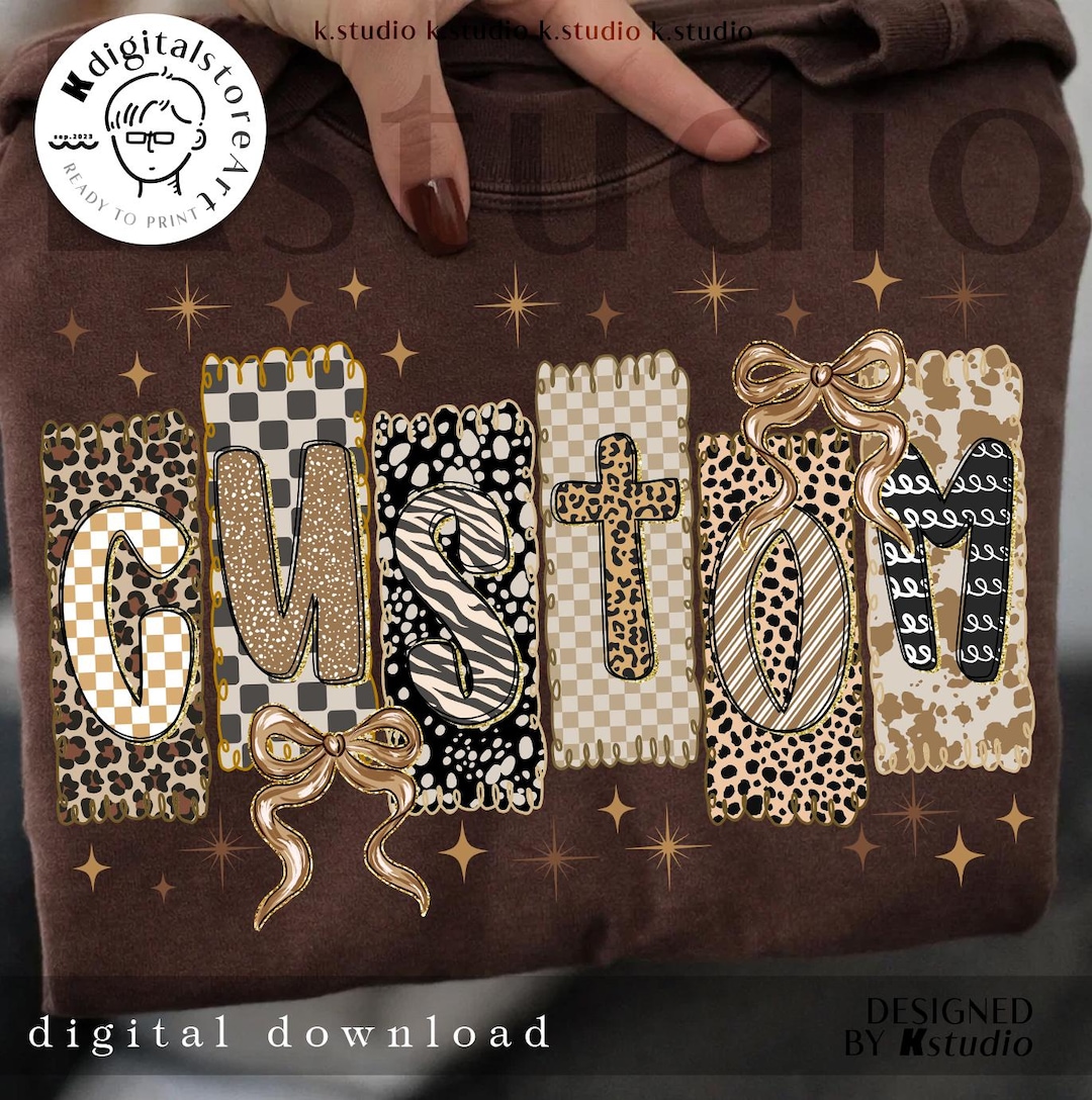 Coquette Custom Name Png, Western Patchwork Png, Leopard Cheetah Print ...