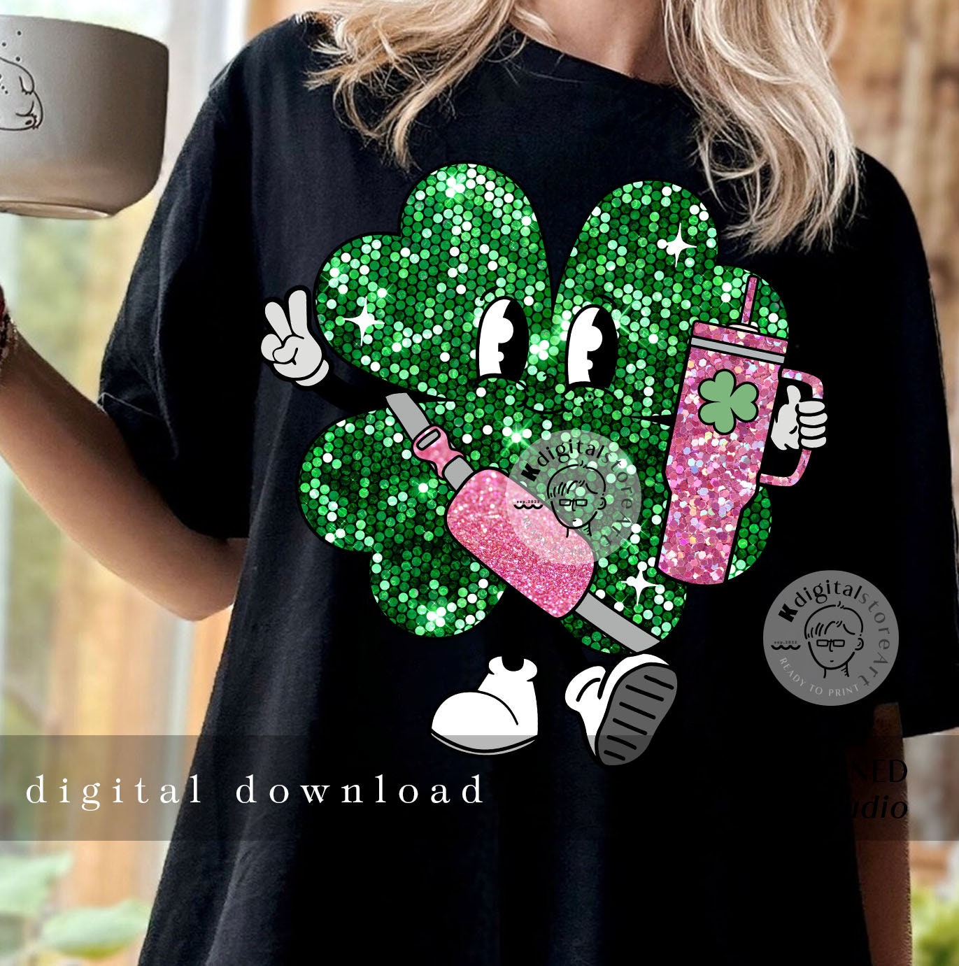 Glitter Shamrock Lucky Leaf Png, Sparkle Clover Stanley, Patrick's Day ...