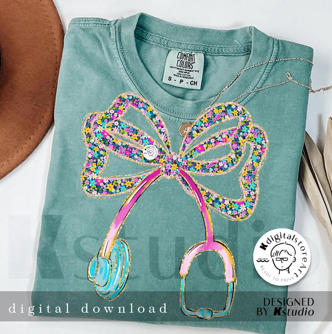 Floral Stethoscope Nurse Bow PNG, Cna RN Nurse Png, School Nurse Design ...
