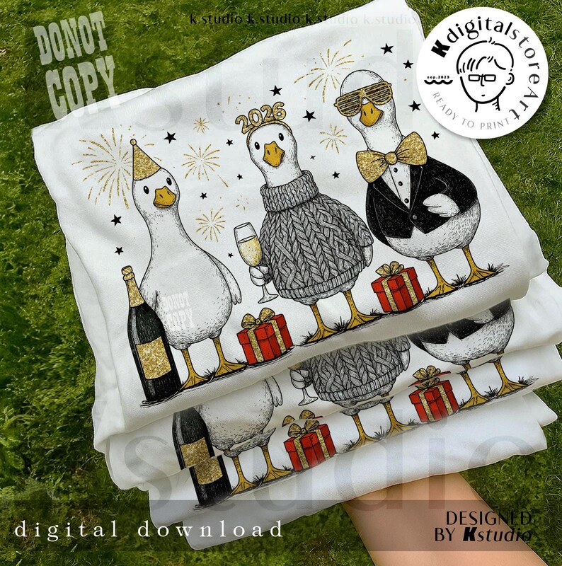 Preppy New Year Silly Goose Png, 2026 Celebration Goose Png, Cute Goose ...