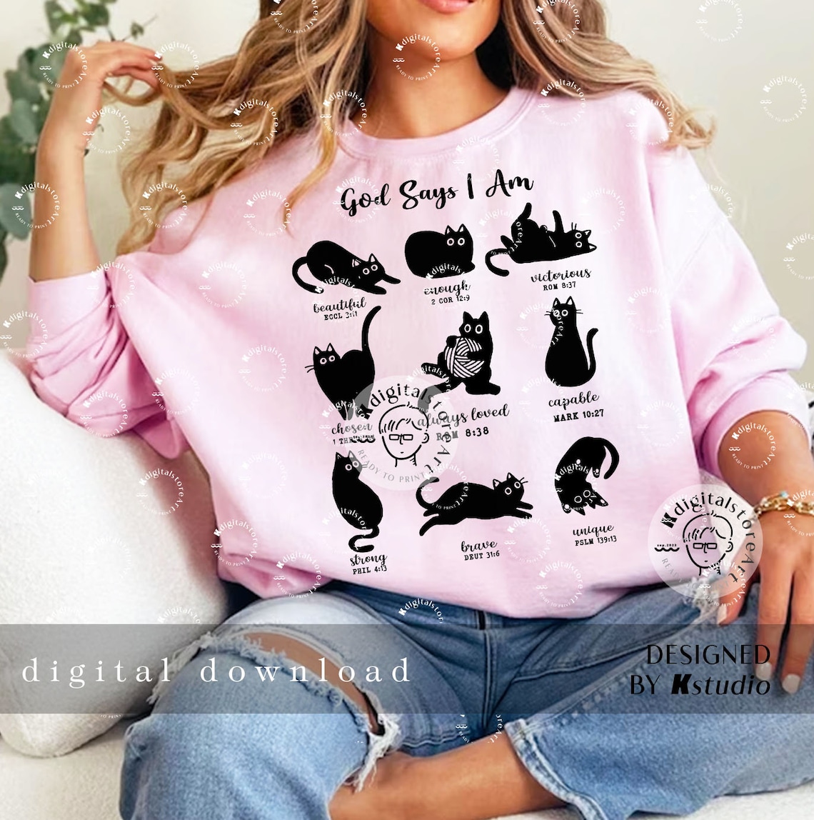 Cat and Book Bible, God Say I Am, Bible Cat Svg Png, Jesus Bible Png ...