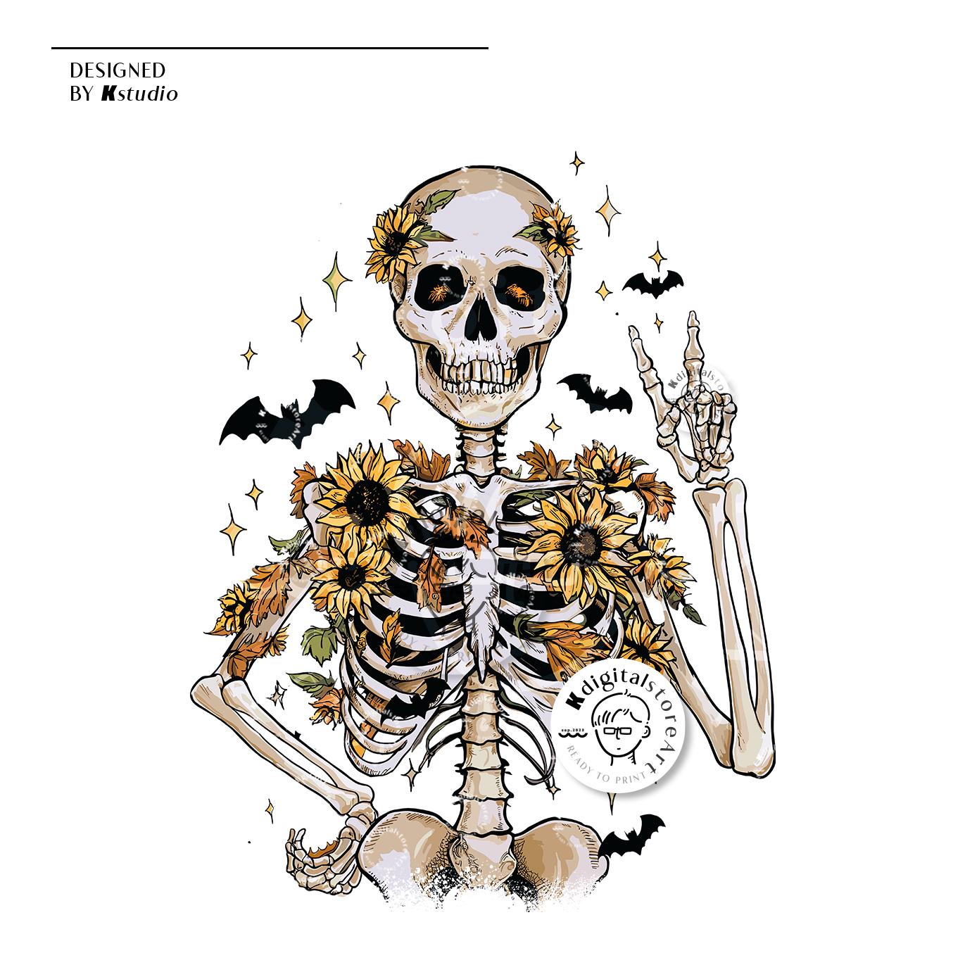 Retro Fall Skeleton Png, Autumn Skull, Creepy Skeleton Skull PNG ...