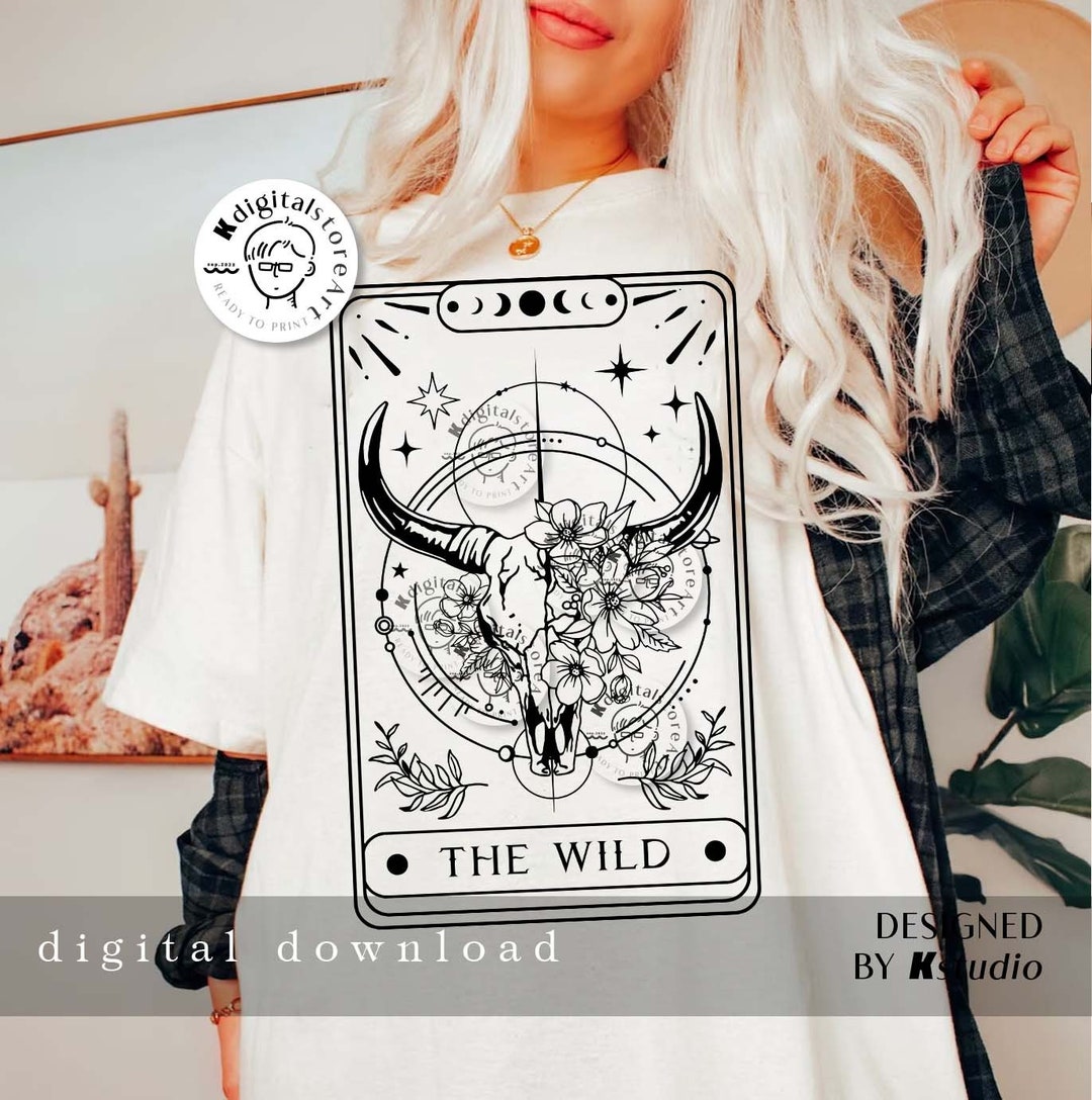 Boho Cow Skull Tarot Card SVG PNG, the Wild Svg, Western Tarot Card Svg ...