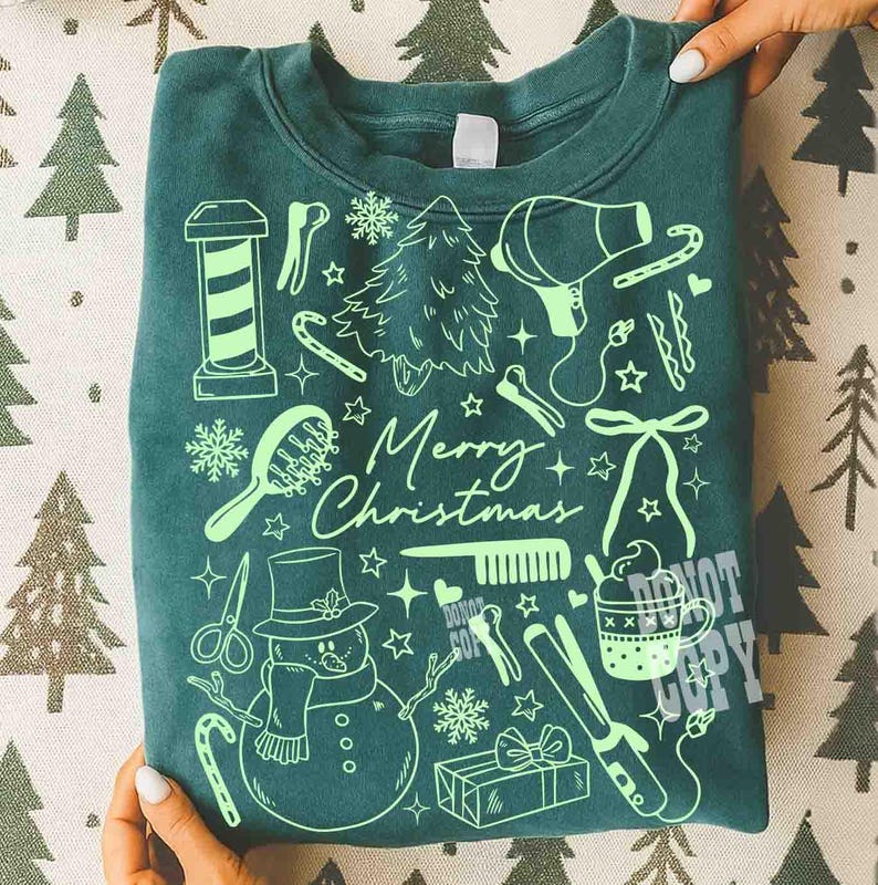 Merry Christmas Hair Salon PNG, Retro Hairstylist Holiday Design, Icon ...