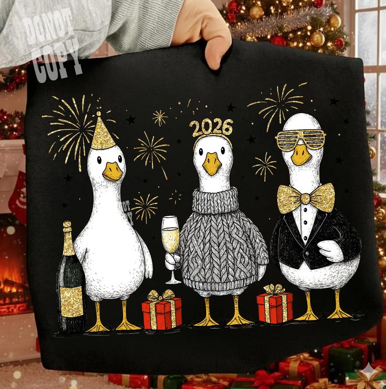 Preppy New Year Silly Goose Png, 2026 Celebration Goose Png, Cute Goose ...