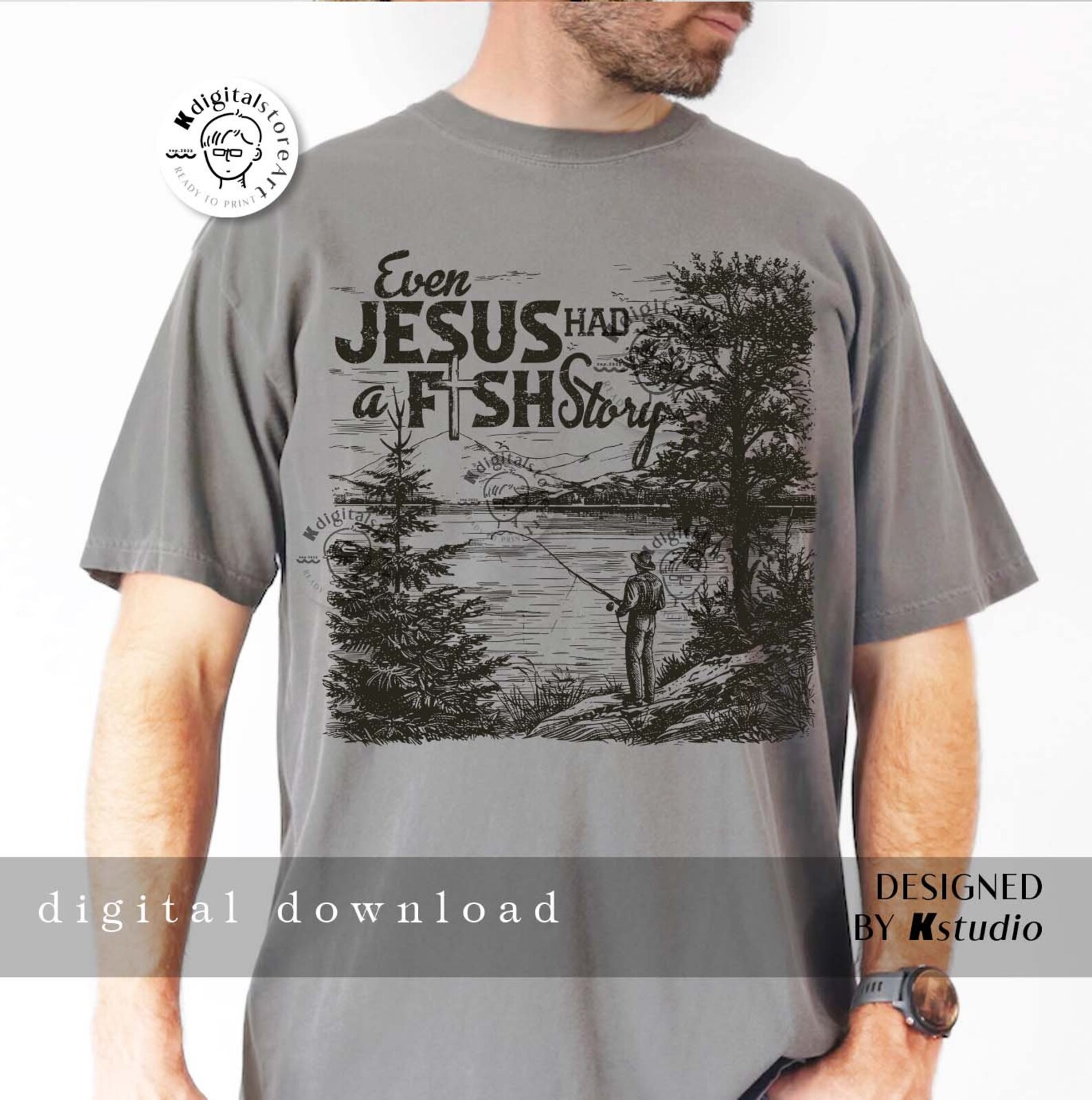 Even Jesus Had A Fish Story Svg, Jesus SVG, Bible Svg, Jesus Fishing ...