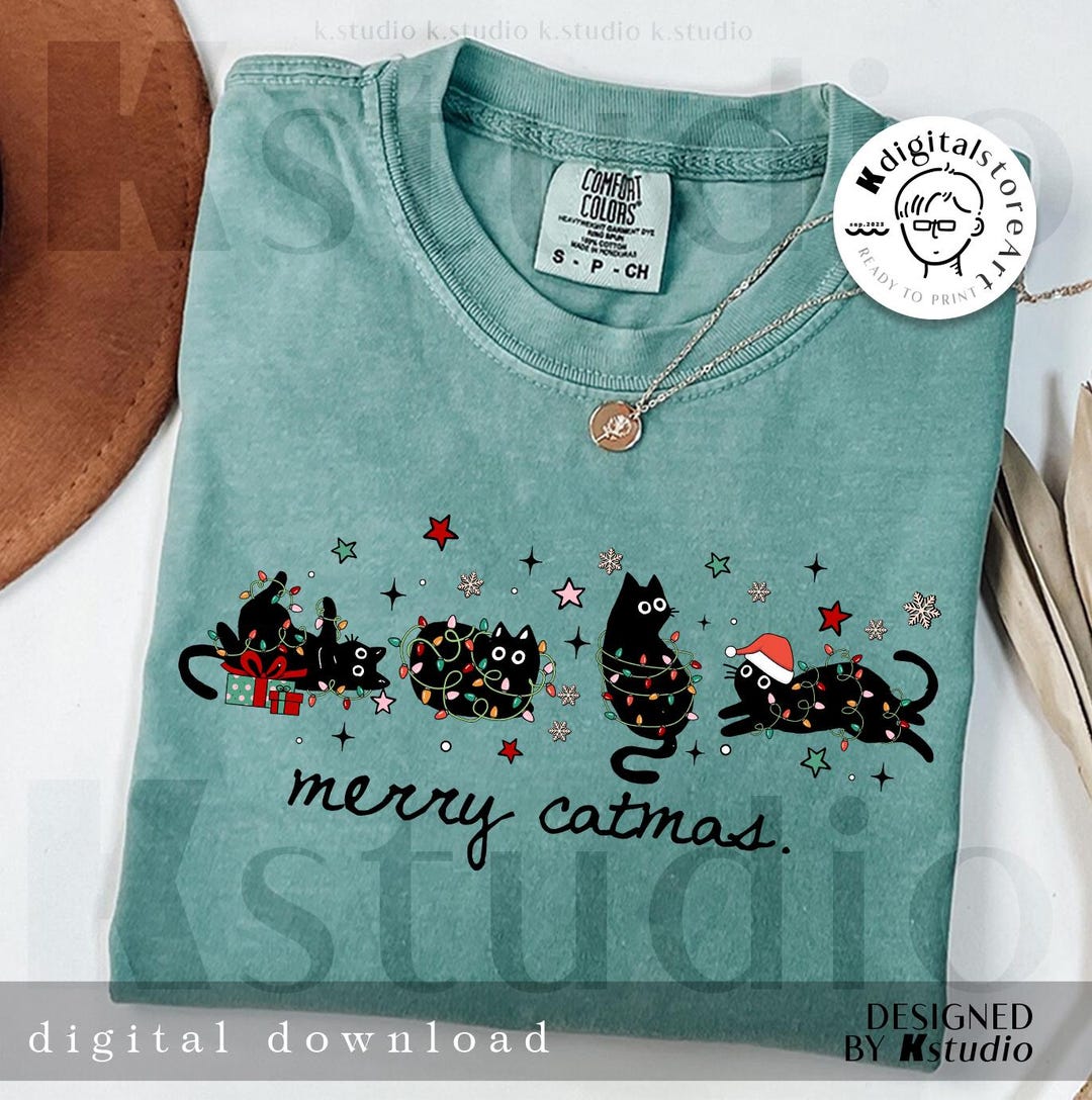 Merry Catmas PNG, Funny Christmas Cat Sublimation, Meowy Christmas Png ...