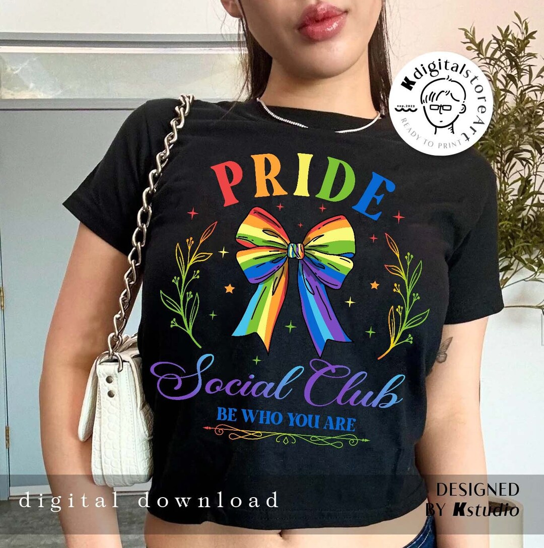 Pride Social Club, LGBT Coquette Bow Png, Rainbow LGBT Bow Png, Lgbtq Shirt Sublimation ...