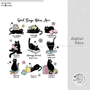 Cat and Book Bible, God Say I Am, Bible Cat Png, Jesus Bible Png, Jesus ...
