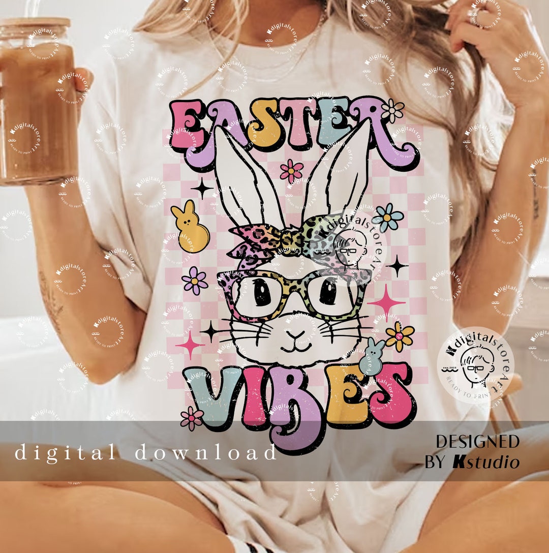 Retro Easter Vibes Png, Retro Easter PNG, Easter Bunny Png, Easter ...