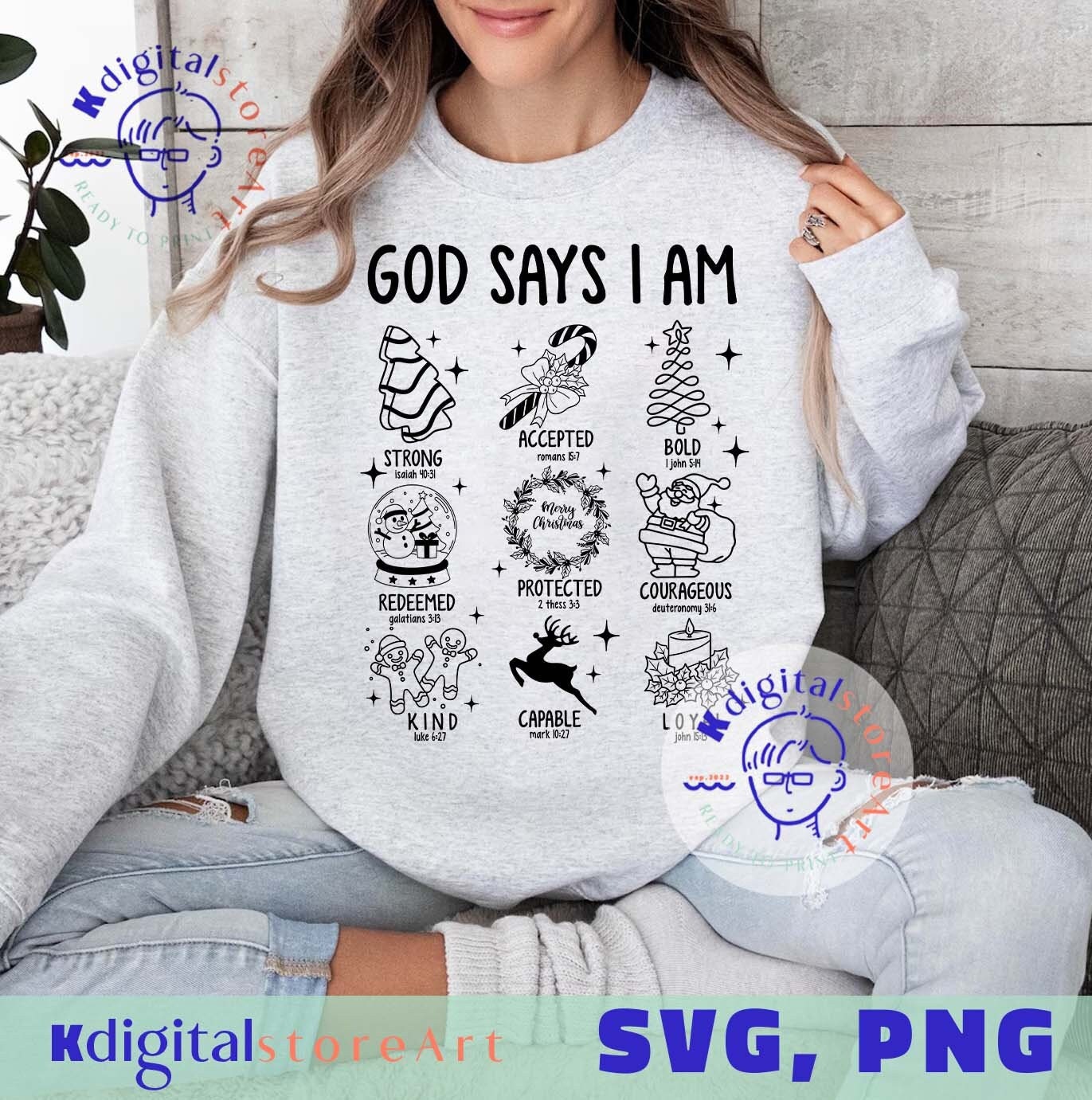 God Says I Am Svg, Christmas PNG SVG, Christmas Bible Verse SVG, Trendy ...
