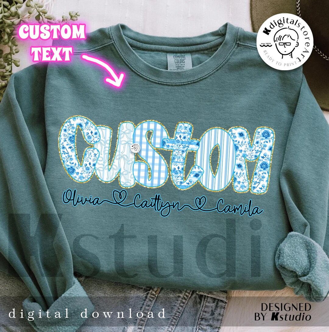 Blue Toile Custom Name Png, Blue Rose Mom Name Design, Name Kid ...