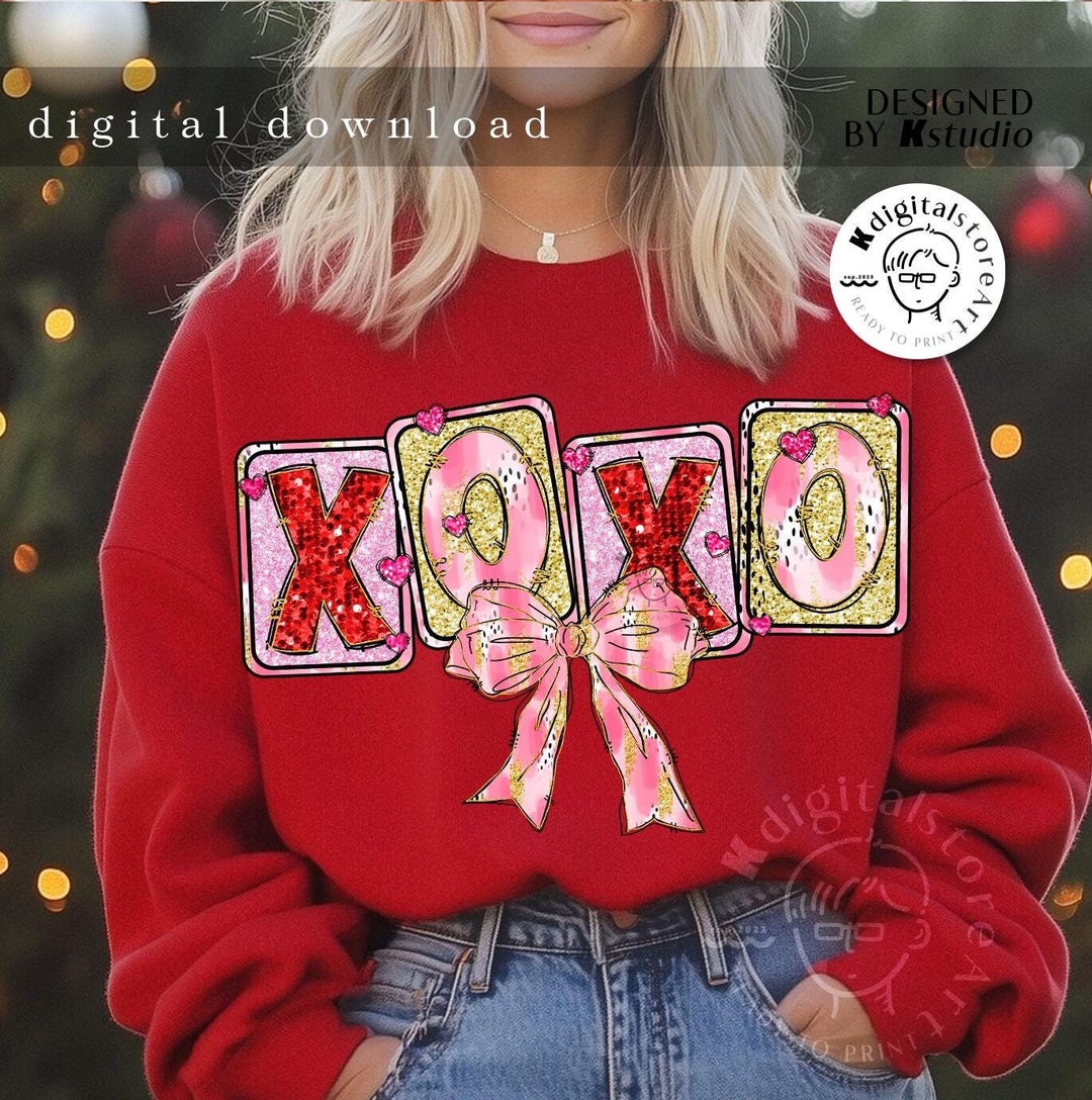 Xoxo Bow Heart Png, Valentine Design Png, Valentine Xoxo Design ...