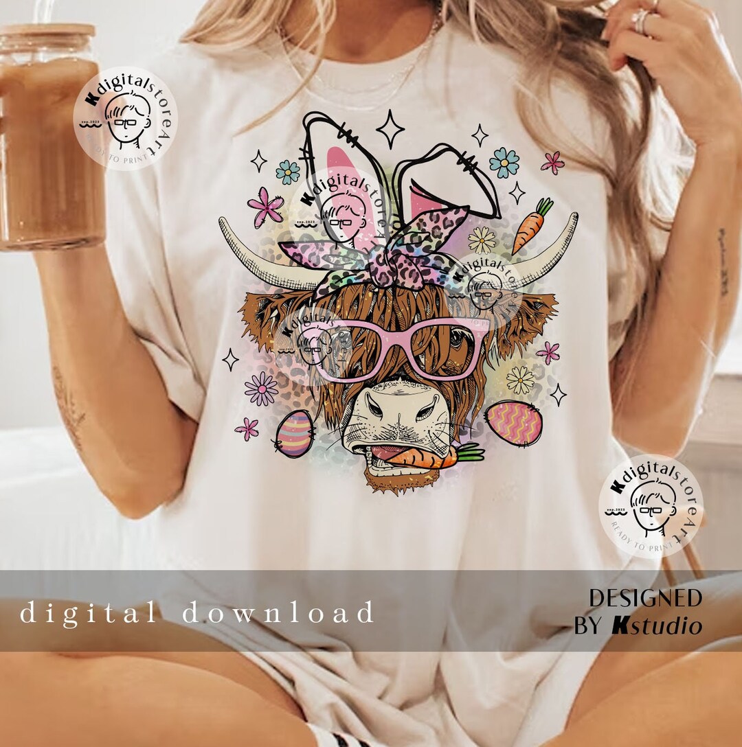 Funny Leopard Easter Cow Png, Retro Easter PNG, Easter Bunny Cow Png ...