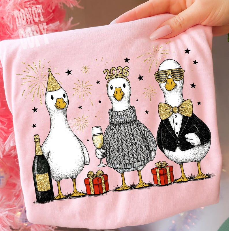 Preppy New Year Silly Goose Png, 2026 Celebration Goose Png, Cute Goose ...