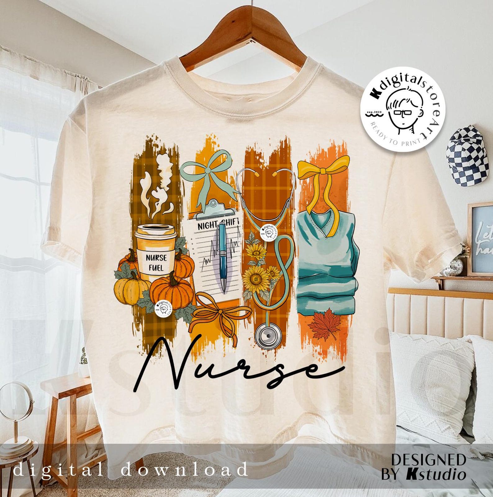 Trendy Fall Nurse PNG, Autumn Nursing Png, Brush Stroke Fall Nuse, Fall ...