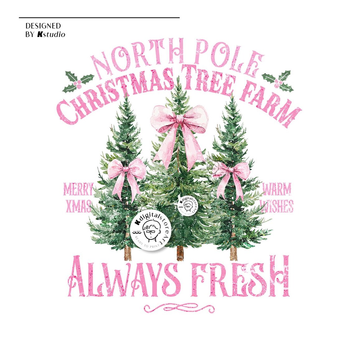 Retro North Pole Tree Farm Png, Christmas Tree Farm Fresh Png Design ...