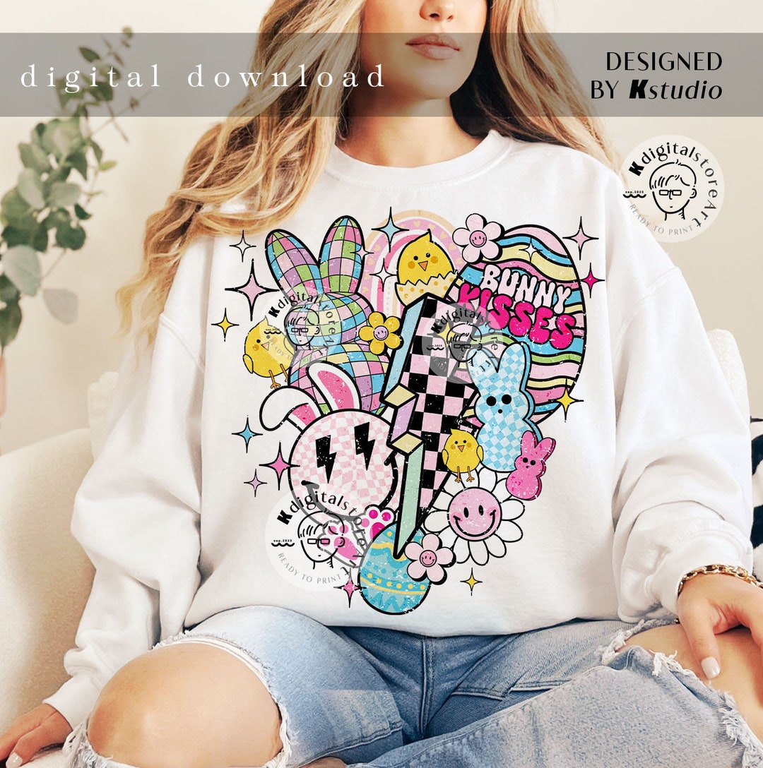 Retro Easter Smile Face PNG, Easter Bunny Png, Groovy Easter Shirt Png ...