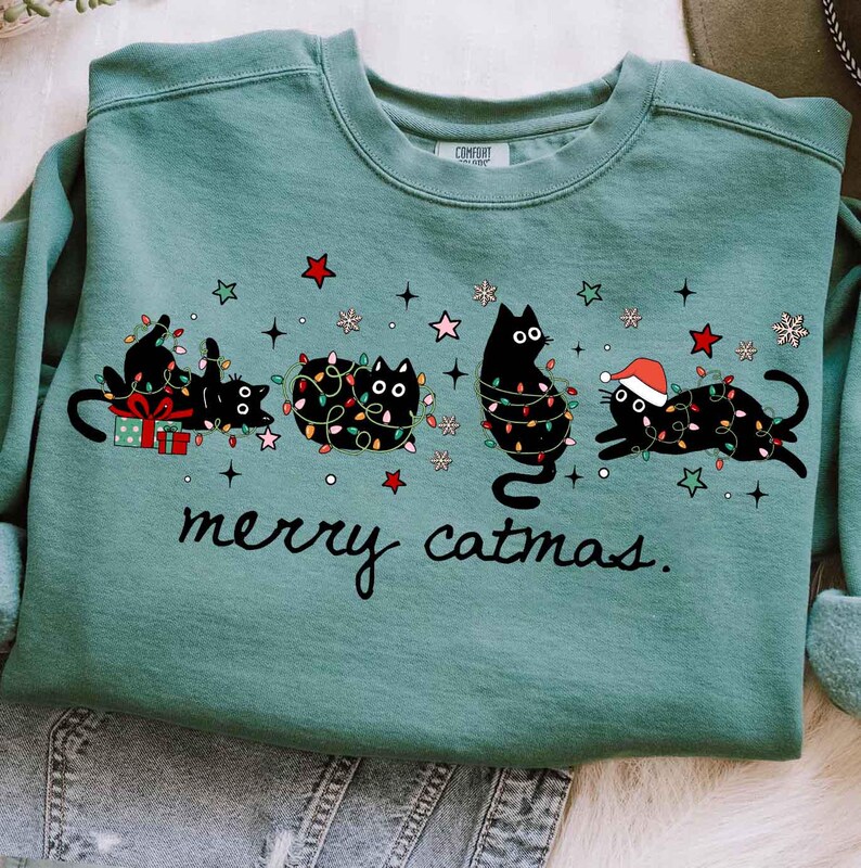 Merry Catmas PNG, Funny Christmas Cat Sublimation, Meowy Christmas Png ...