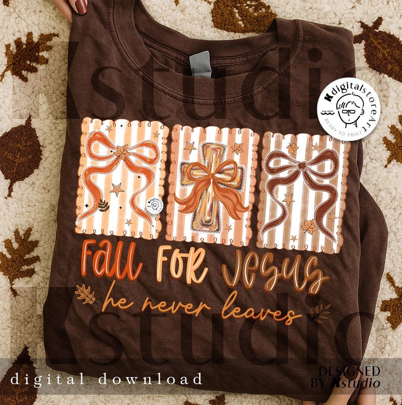 Bow Cross Fall Jesus Png, Fall for Jesus He Never Leaves Png, Retro ...