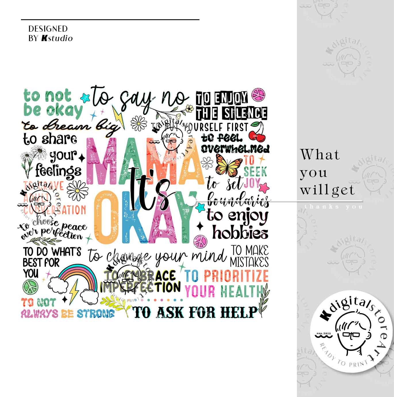 Mama It's Okay Png, Mama Mom Mental Health Matters Png, Mother's Day ...