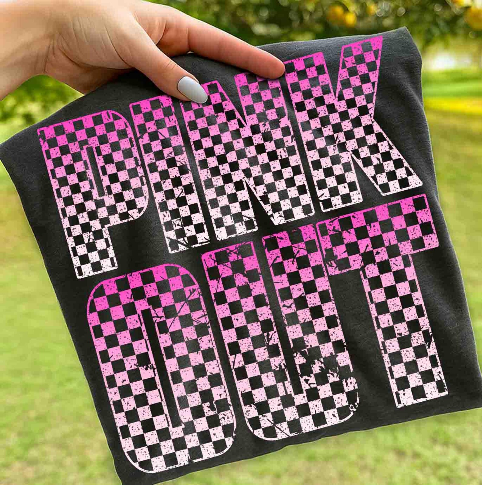 Pink Out Shirt PNG, Breast Cancer Awareness Sublimation, Checkered Pink ...