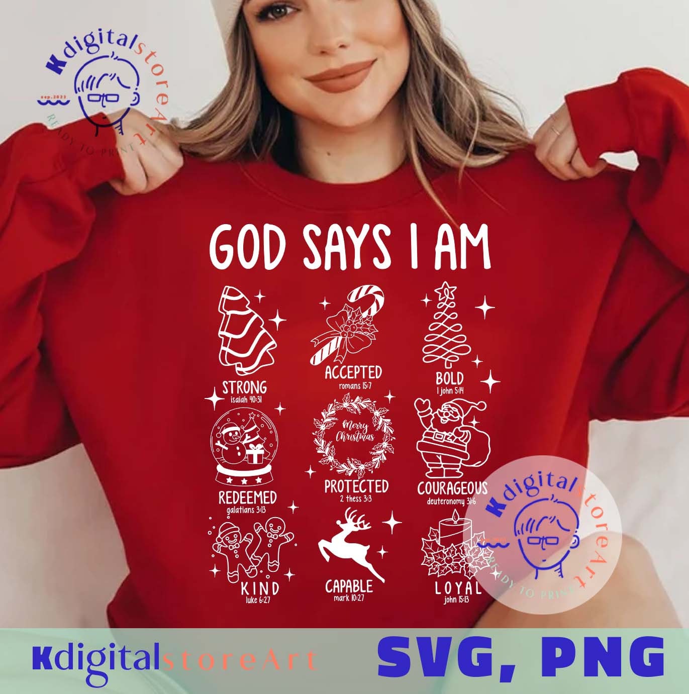 God Says I Am Svg, Christmas PNG SVG, Christmas Bible Verse SVG, Trendy ...