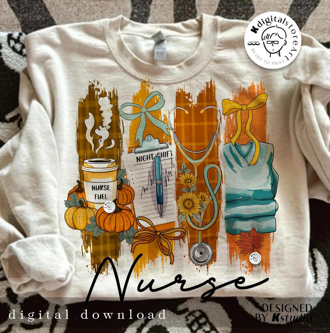 Trendy Fall Nurse PNG, Autumn Nursing Png, Brush Stroke Fall Nuse, Fall ...