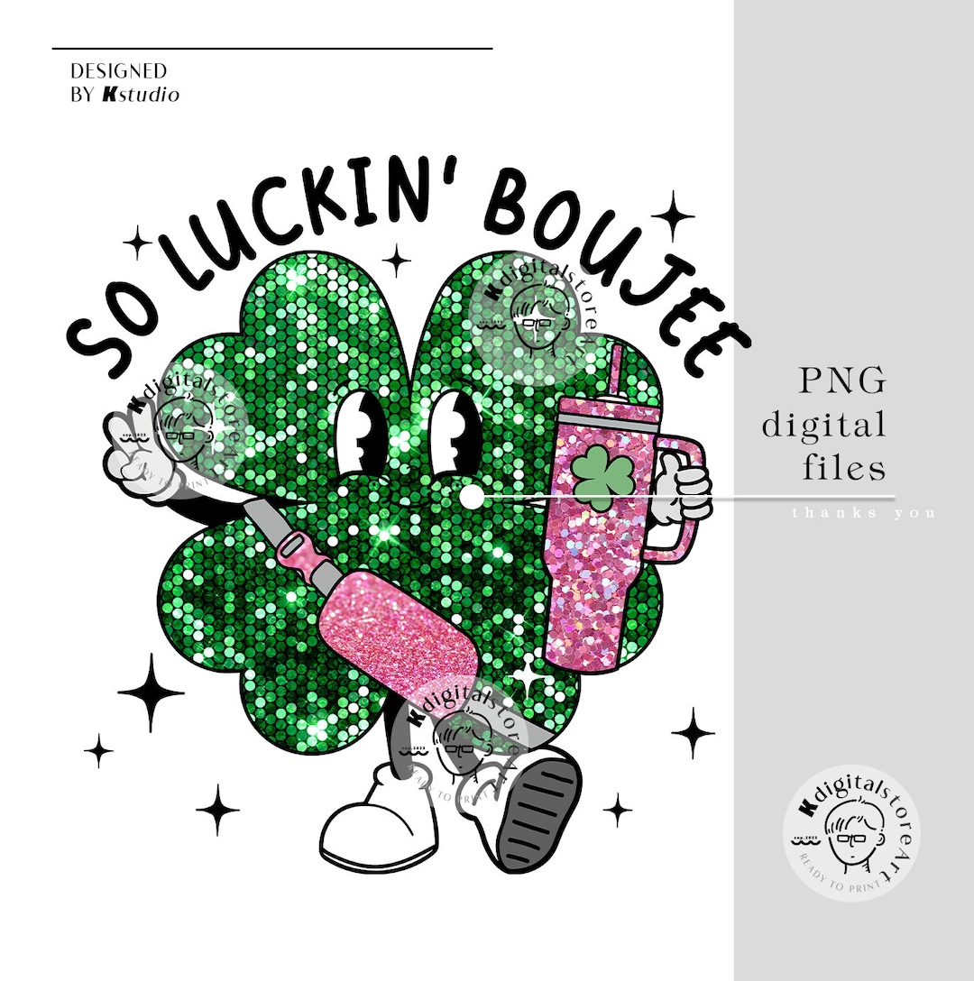 Glitter Shamrock Lucky Leaf Png, so Looking Boujee, Patrick's Day PNG ...