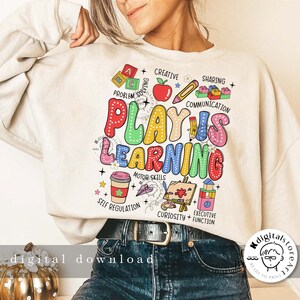 Play is Learning Teacher Era Png, Back to School Png, Kindergarten ...