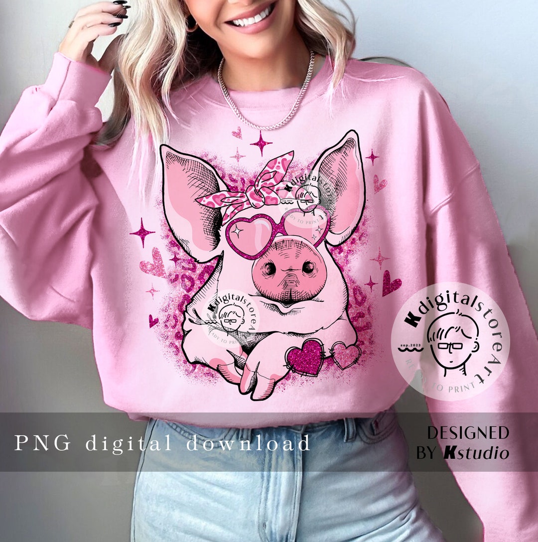 Sparkle Valentine Pig Png, Glitter Valentine PNG, Heart Love Pig ...