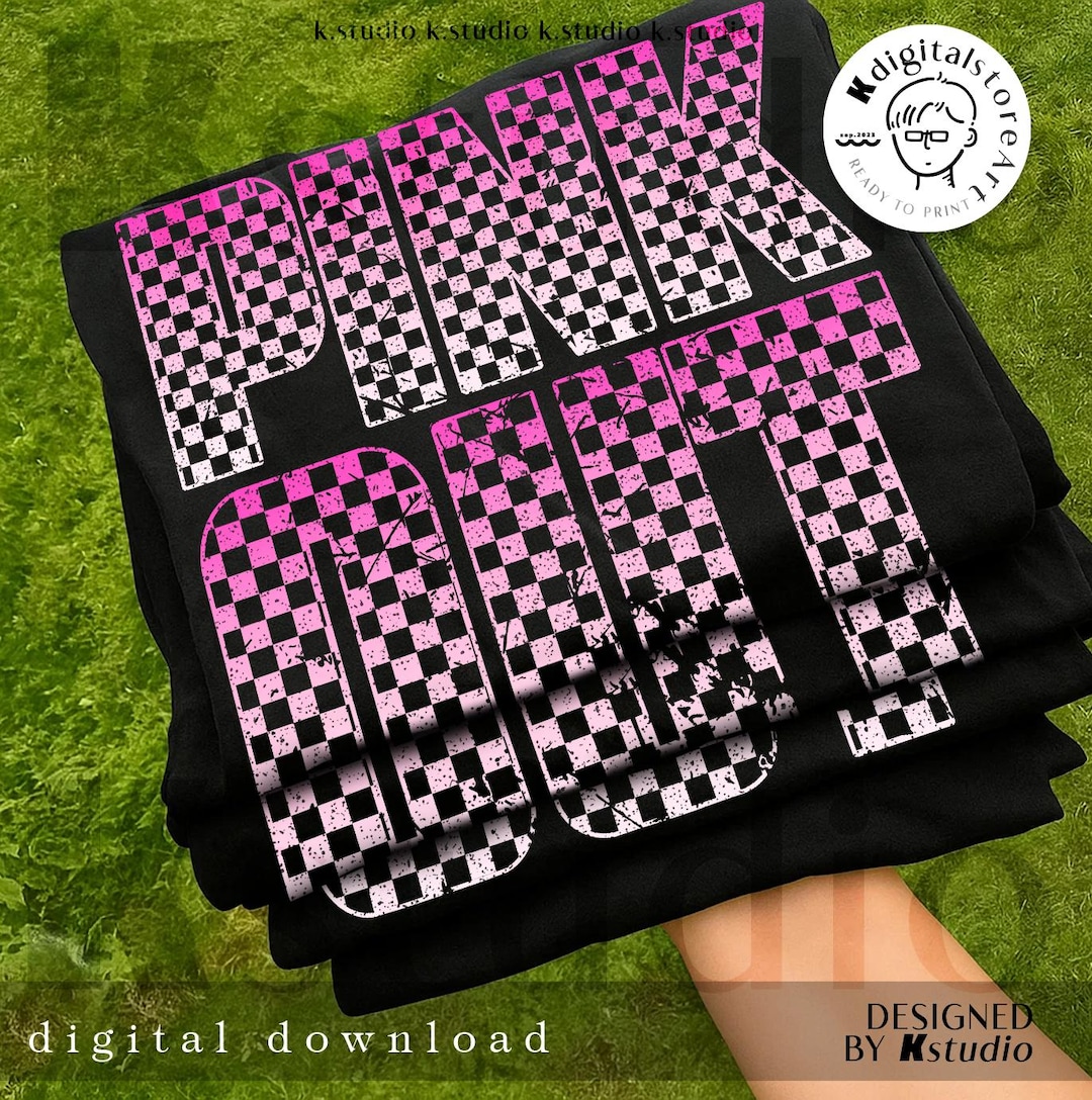 Pink Out Shirt PNG, Breast Cancer Awareness Sublimation, Checkered Pink ...