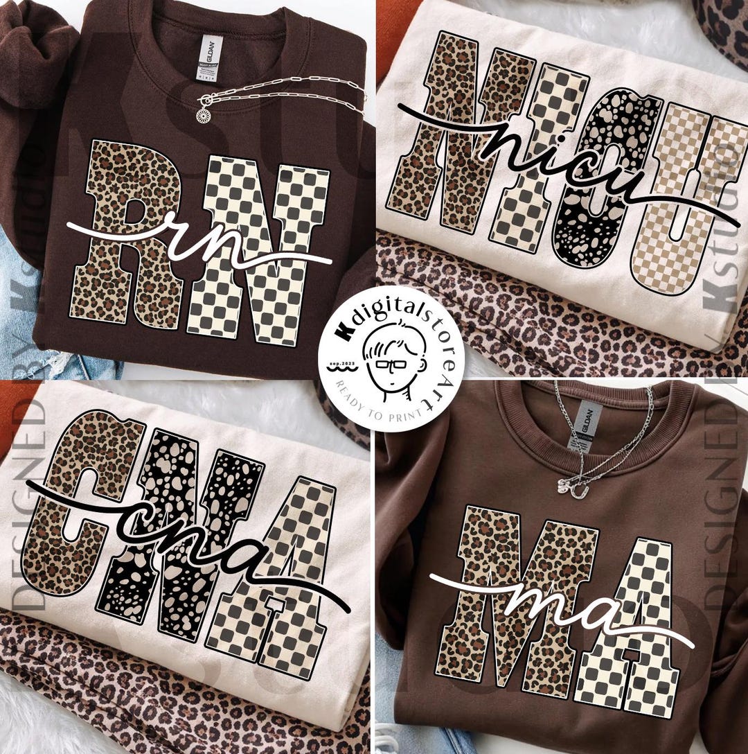 RN NICU CNA Ma Png Bundle, Medical Patchwork Png, Leopard Checkered ...