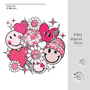 Retro Groovy Smile Valentine PNG, Heart Love Smile Png, Groovy ...