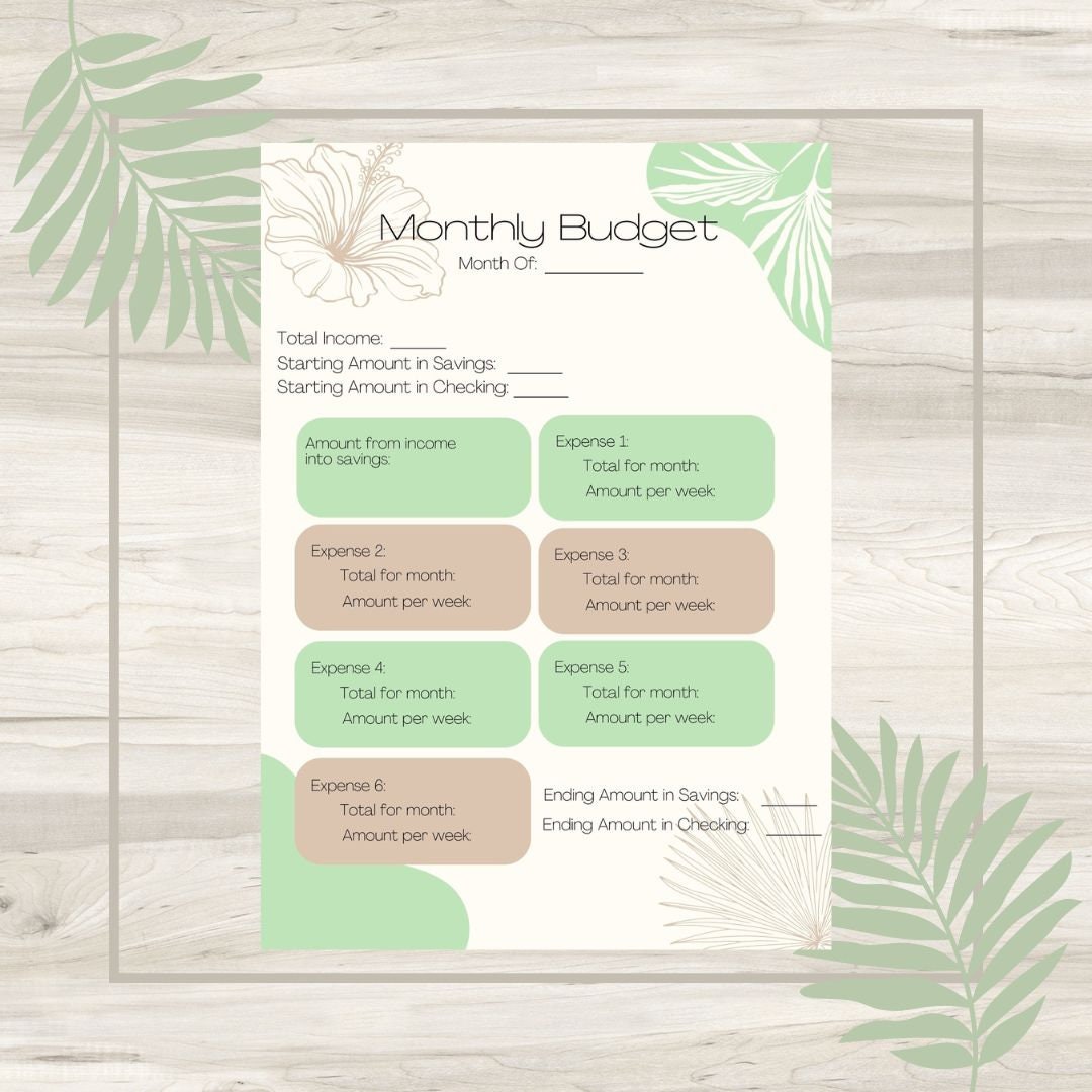 Monthly/weekly Printable Budget Template - Etsy