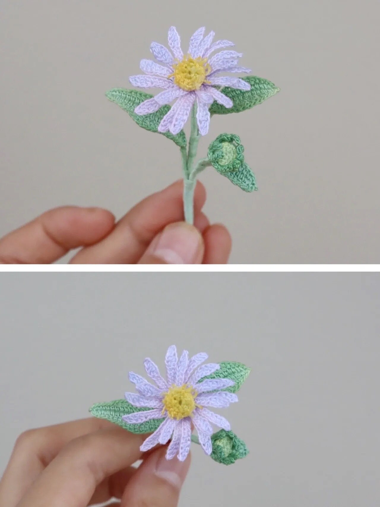 Micro Crochet Brooch, Indian Aster Flower Brooch, Floral Brooch, Gift for Her, Lace Micro ...