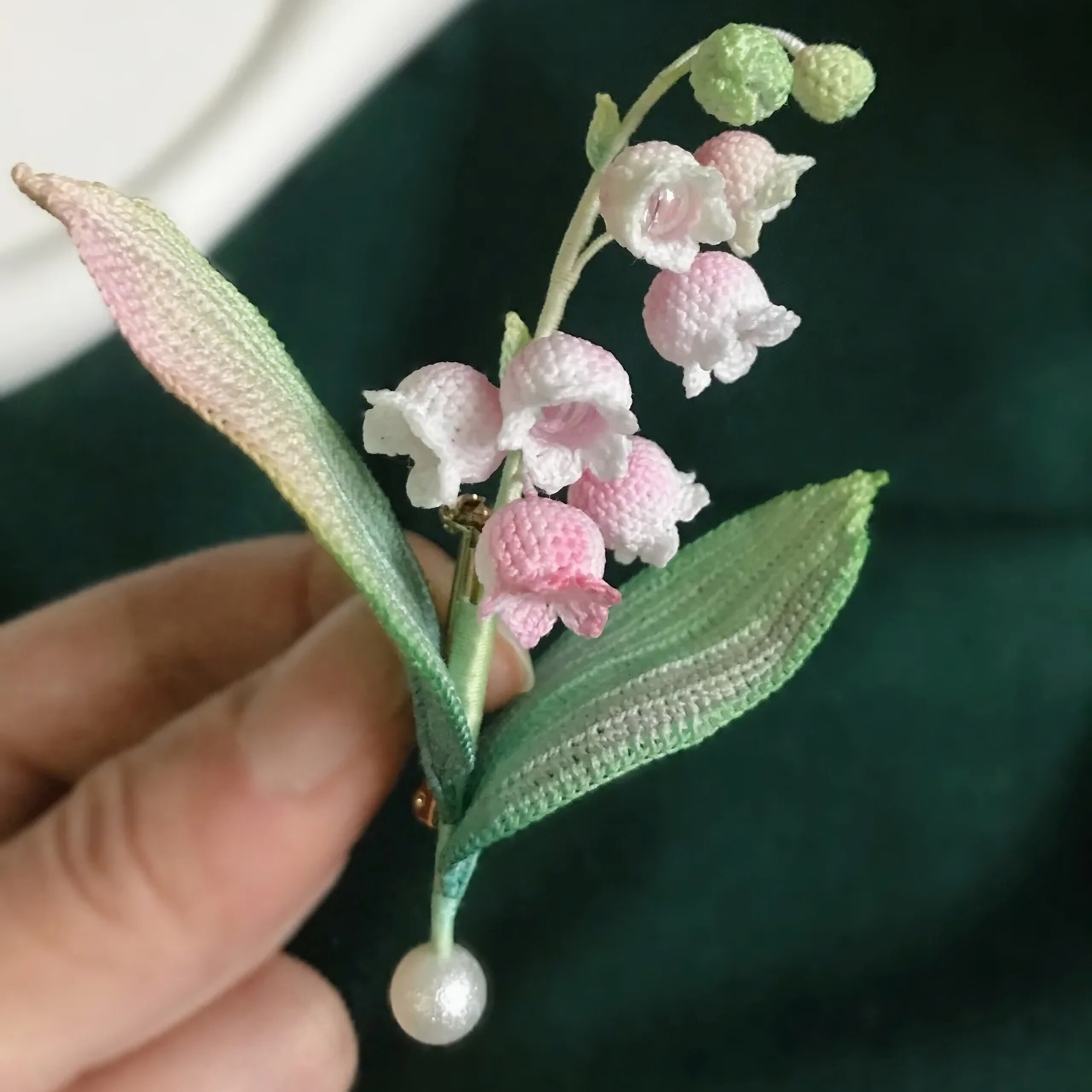 Handmade Micro Crochet Brooch, Bell Orchid Brooch, Crochet Brooch, Bell ...