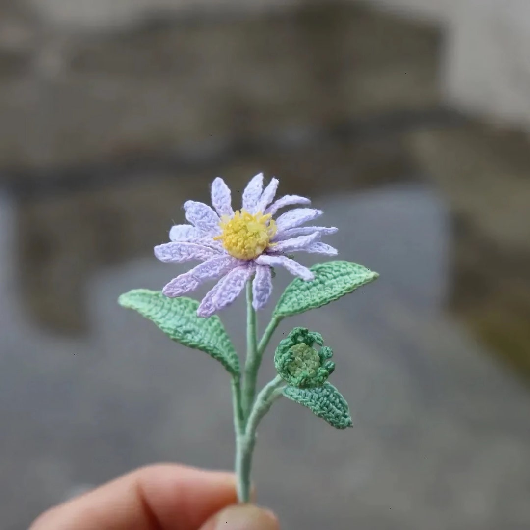 Micro Crochet Brooch, Indian Aster Flower Brooch, Floral Brooch, Gift ...