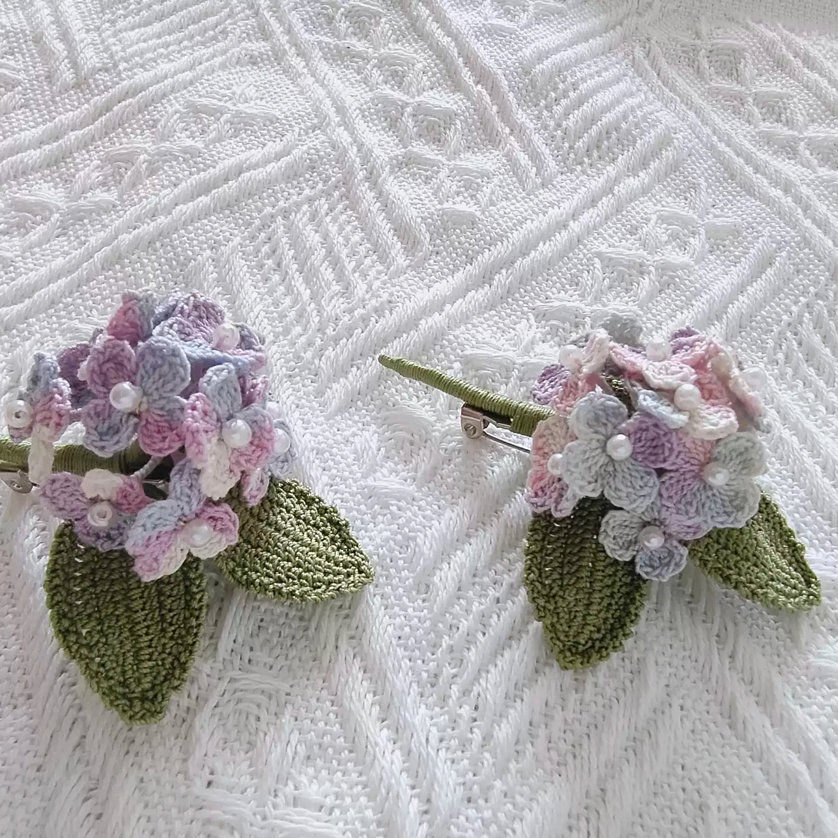 Handmade Micro Crochet Hydrangea Earrings, Micro Crochet Hydrangea ...