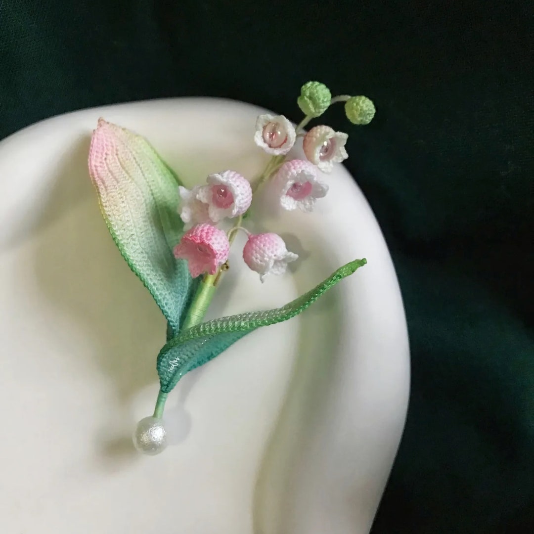 Handmade Micro Crochet Brooch, Bell Orchid Brooch, Crochet Brooch, Bell ...