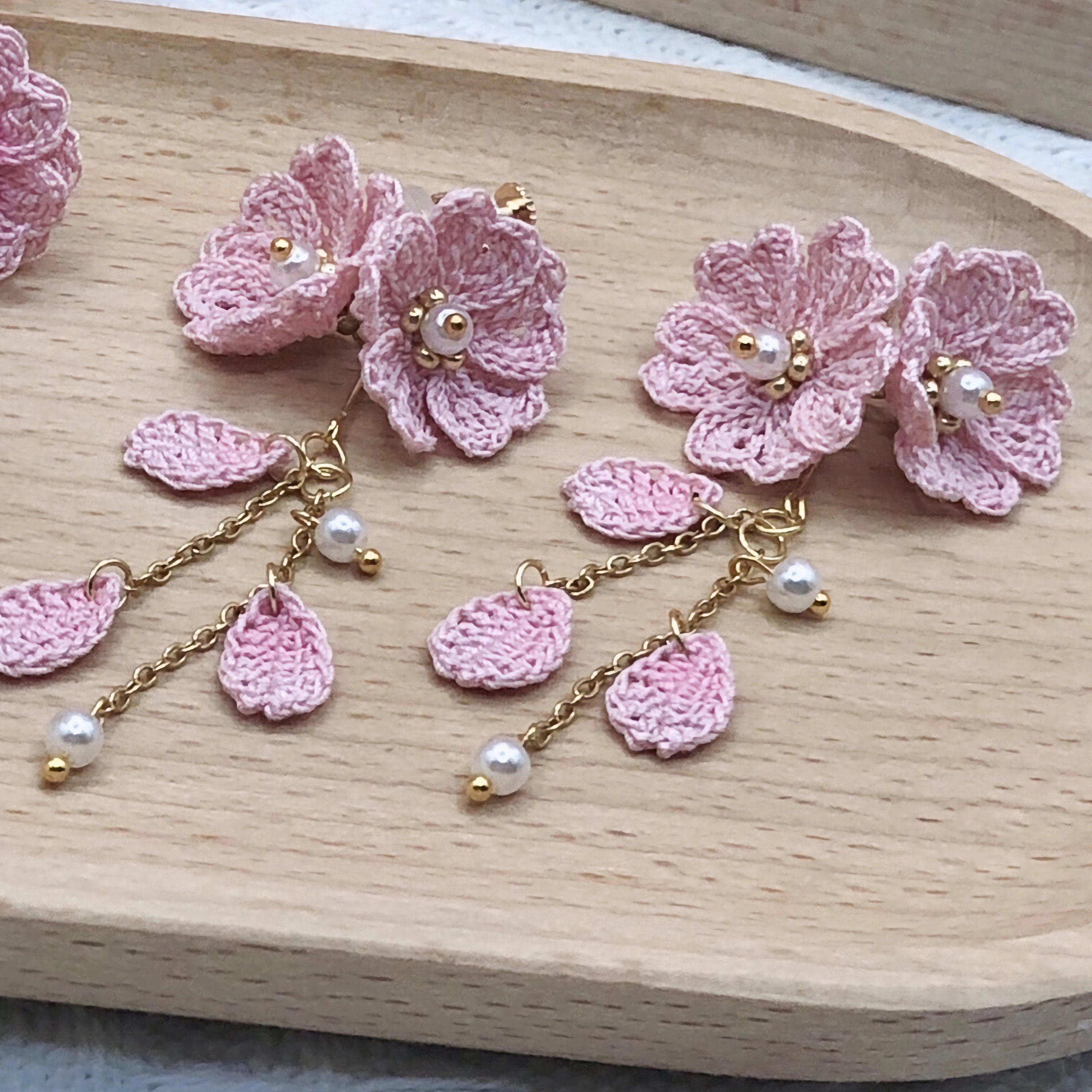 Handmade Micro Crochet Sakura Earring, Cherry Blooms Earring, Handmade ...